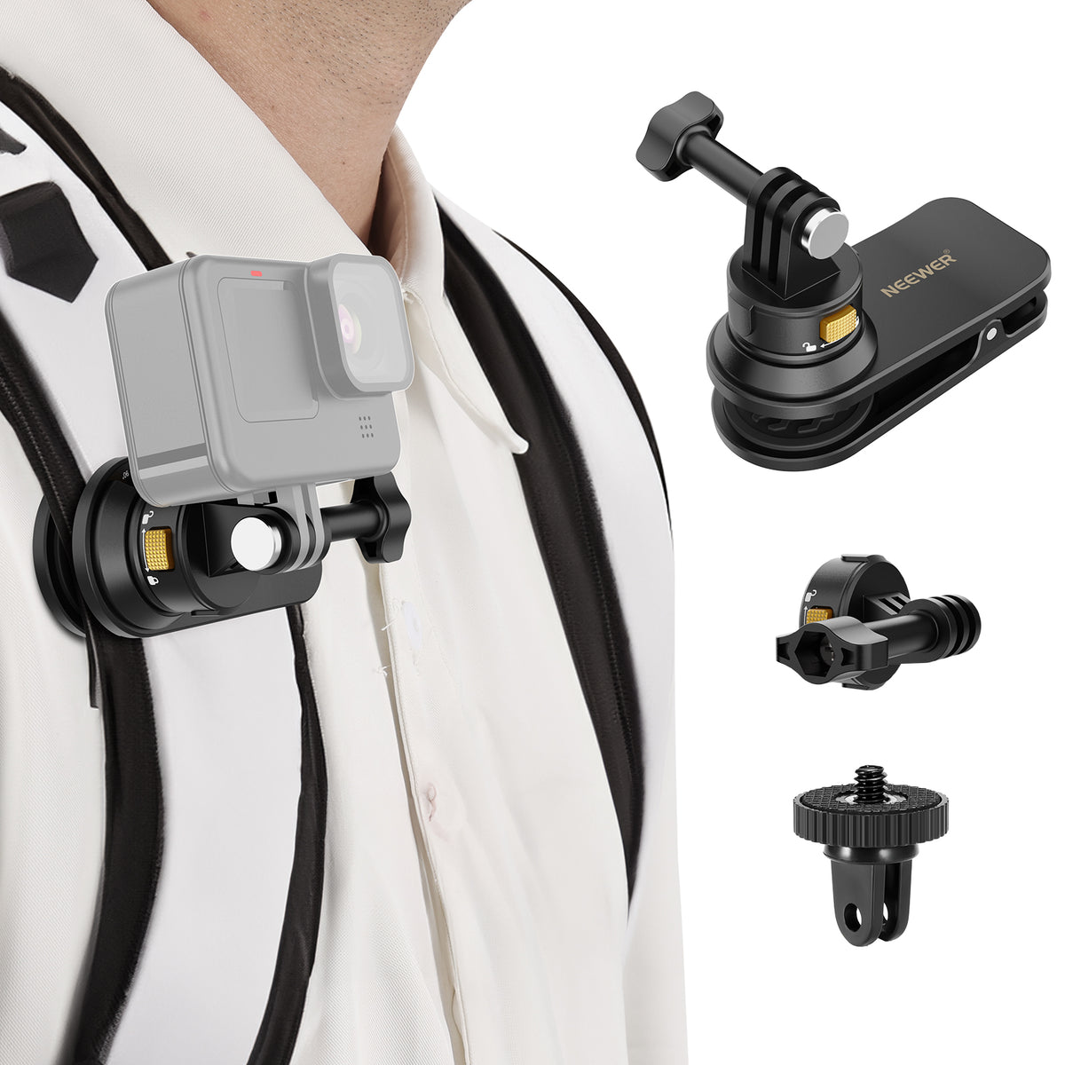 NEEWER GP22 Magnetic Backpack Strap Clip Mount for Action Camera - NEEWER