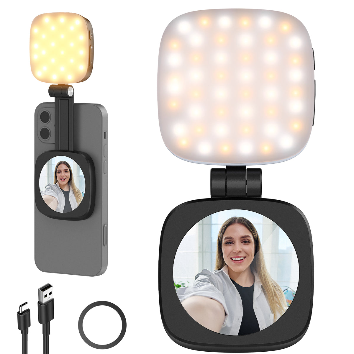 NEEWER NL48B Magnetic Selfie Light | Built-in HD Mirror
