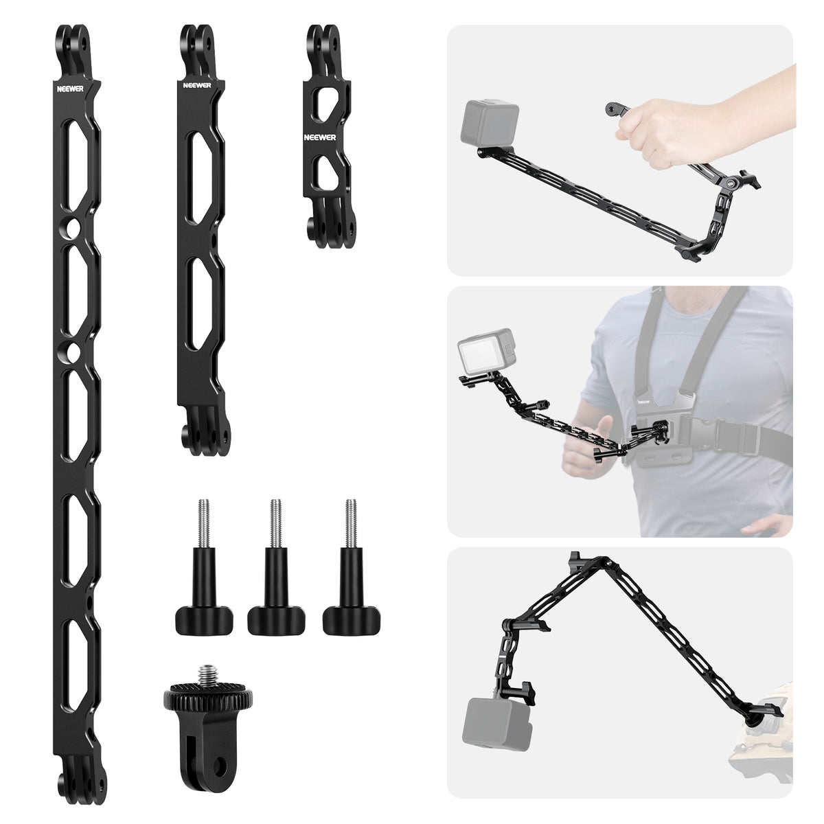 NEEWER Aluminum Alloy Action Camera Extension Arms Set