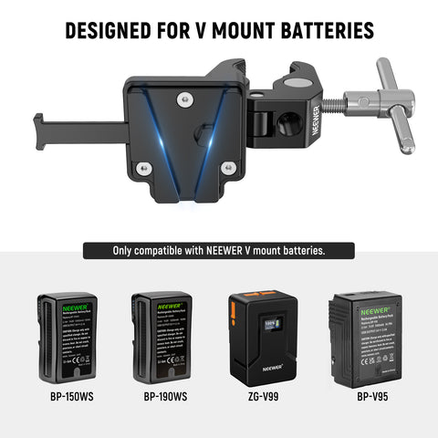NEEWER Mini V Mount Battery Plate with Super Crab Clamp - NEEWER