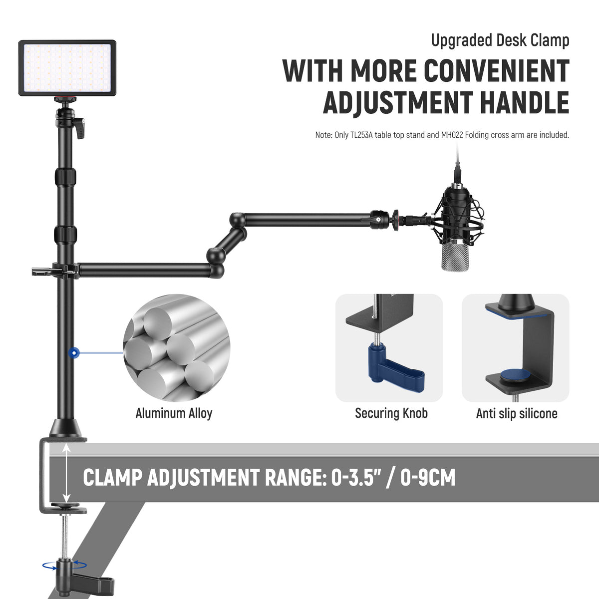NEEWER TL253A+MH022 Upgraded Tabletop Camera Mount Stand - NEEWER