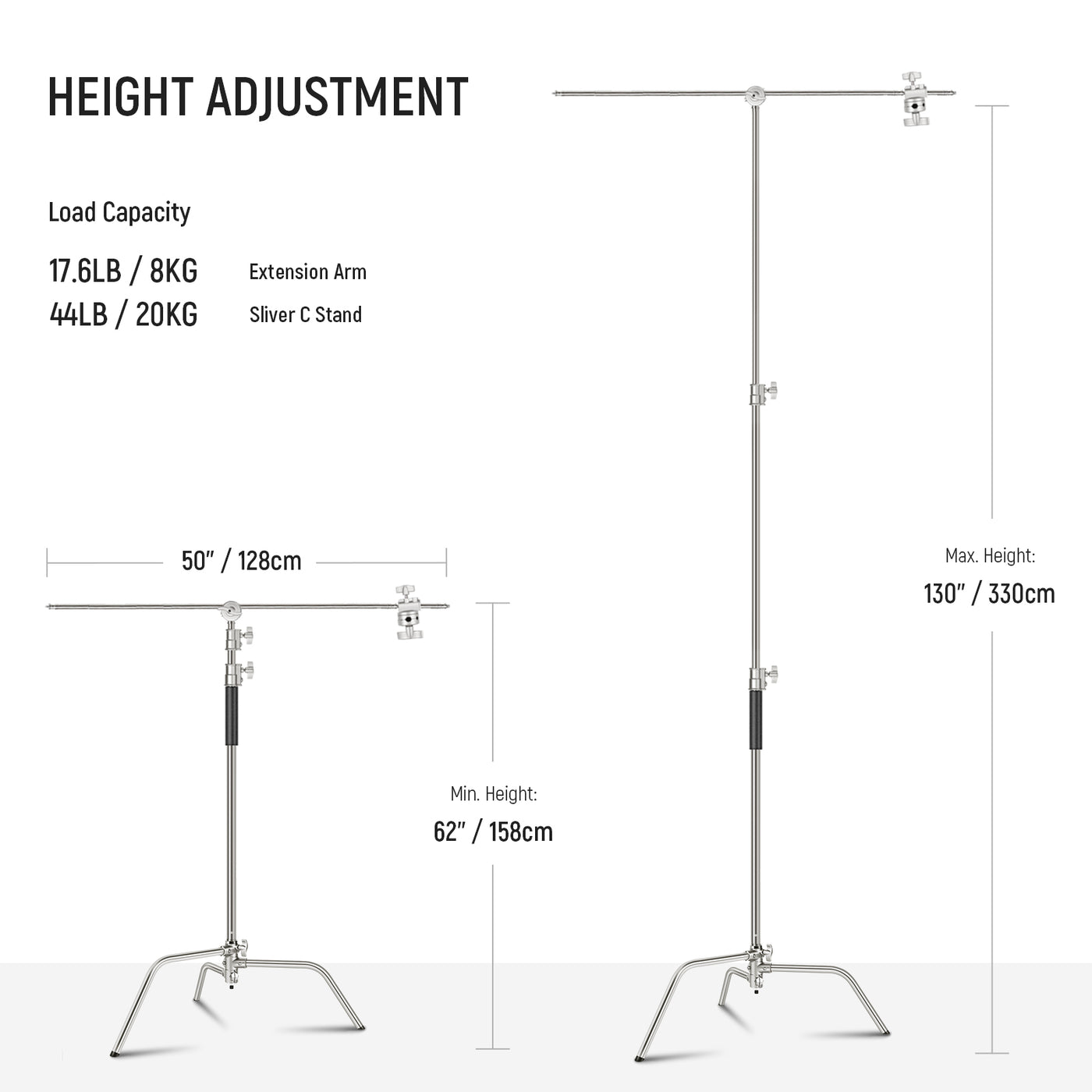 NEEWER 100% Stainless Steel C Stand with Boom Arm Pro - NEEWER