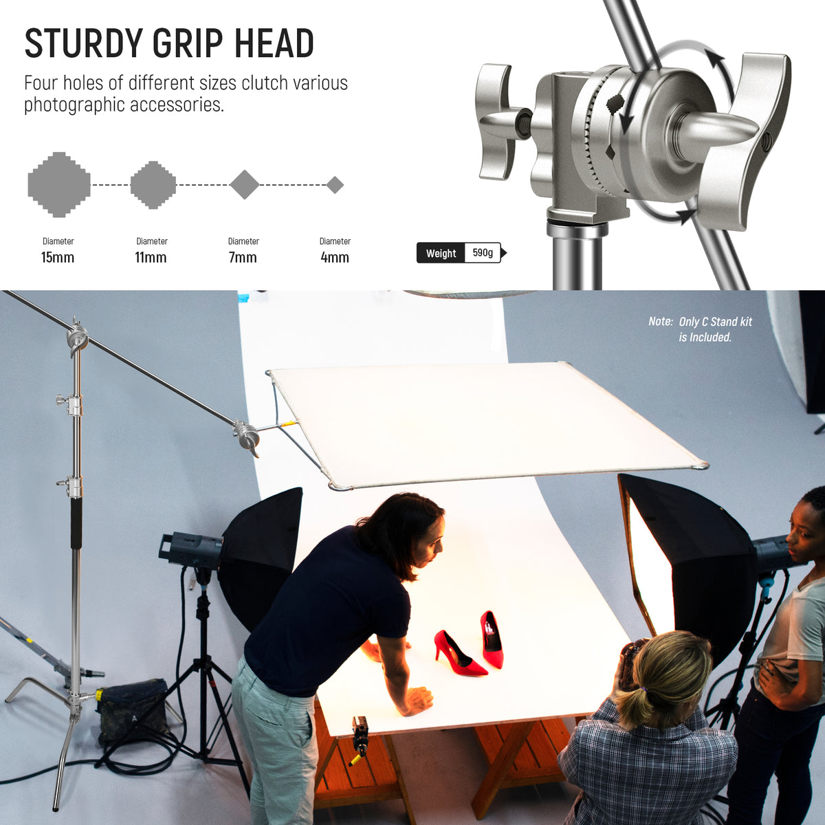 NEEWER 100% Stainless Steel C Stand with Boom Arm Pro - NEEWER