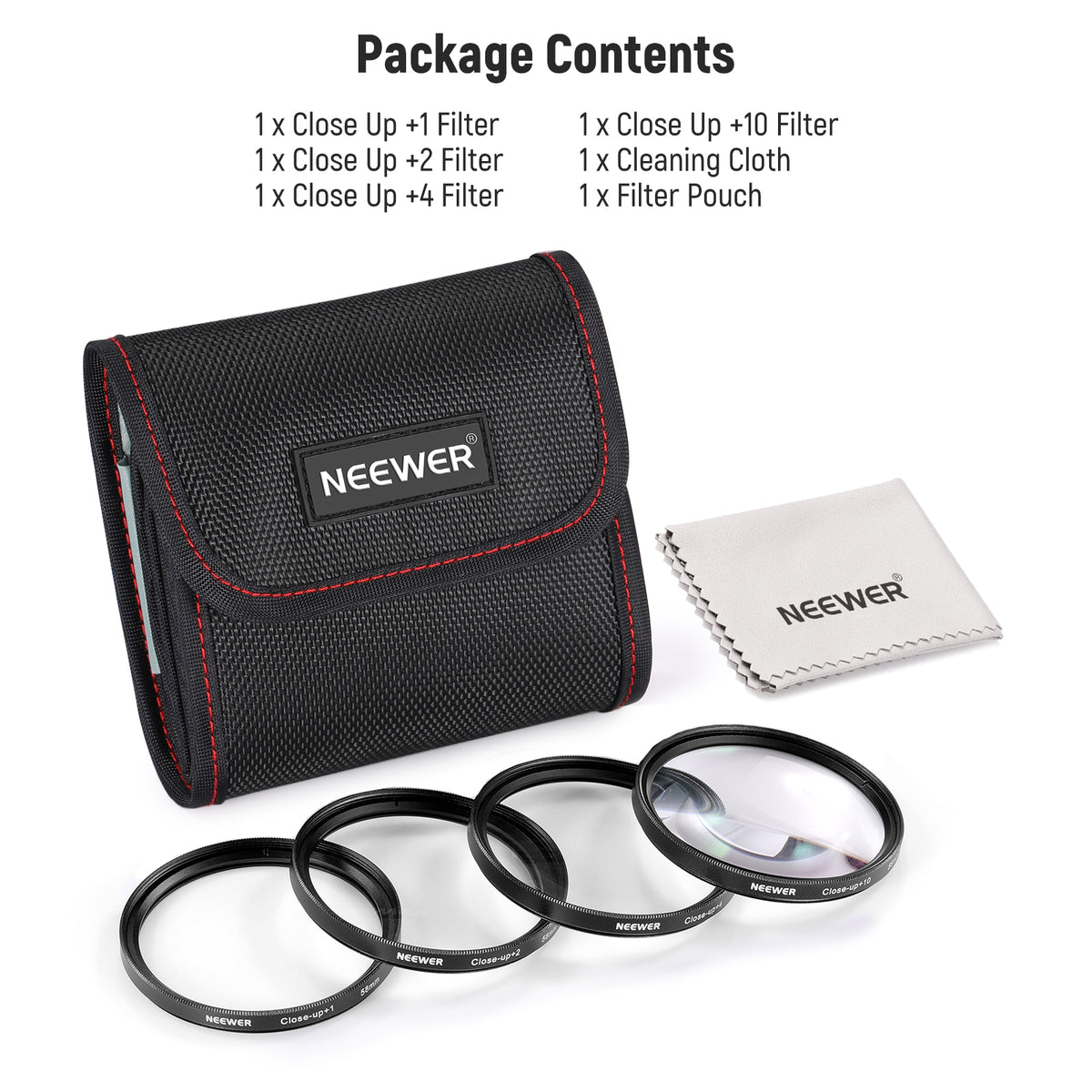 NEEWER 58mm Macro Close Up Lens Filter Kit (+1, 2, 4, 10) - NEEWER