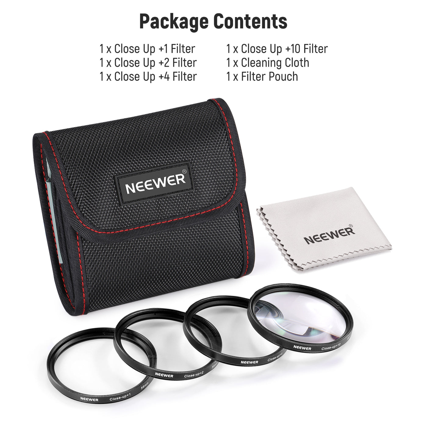 NEEWER 58mm Macro Close Up Lens Filter Kit (+1, 2, 4, 10) - NEEWER