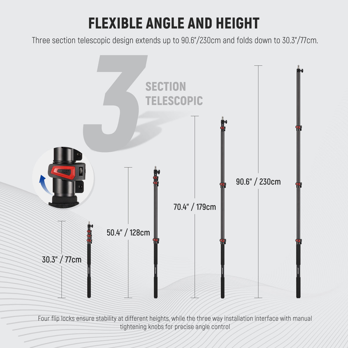 NEEWER MS-230C 7.5ft/230cm Boom Pole Stand - NEEWER