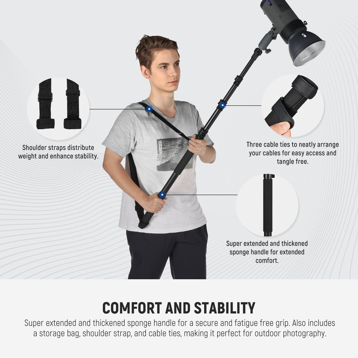 NEEWER MS-230C 7.5ft/230cm Boom Pole Stand - NEEWER