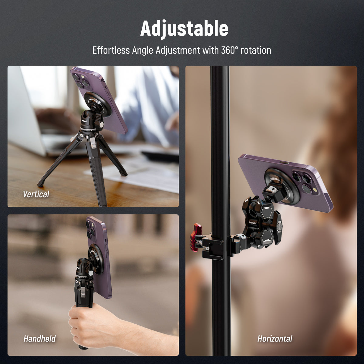 NEEWER PA010 Magnetic Phone Tripod Mount for iPhone MagSafe