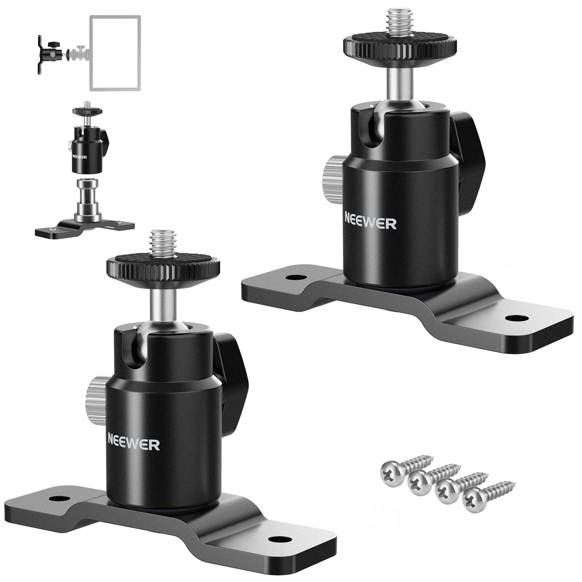 NEEWER TS008 2 Pack T Type Wall Mount with Ball Head