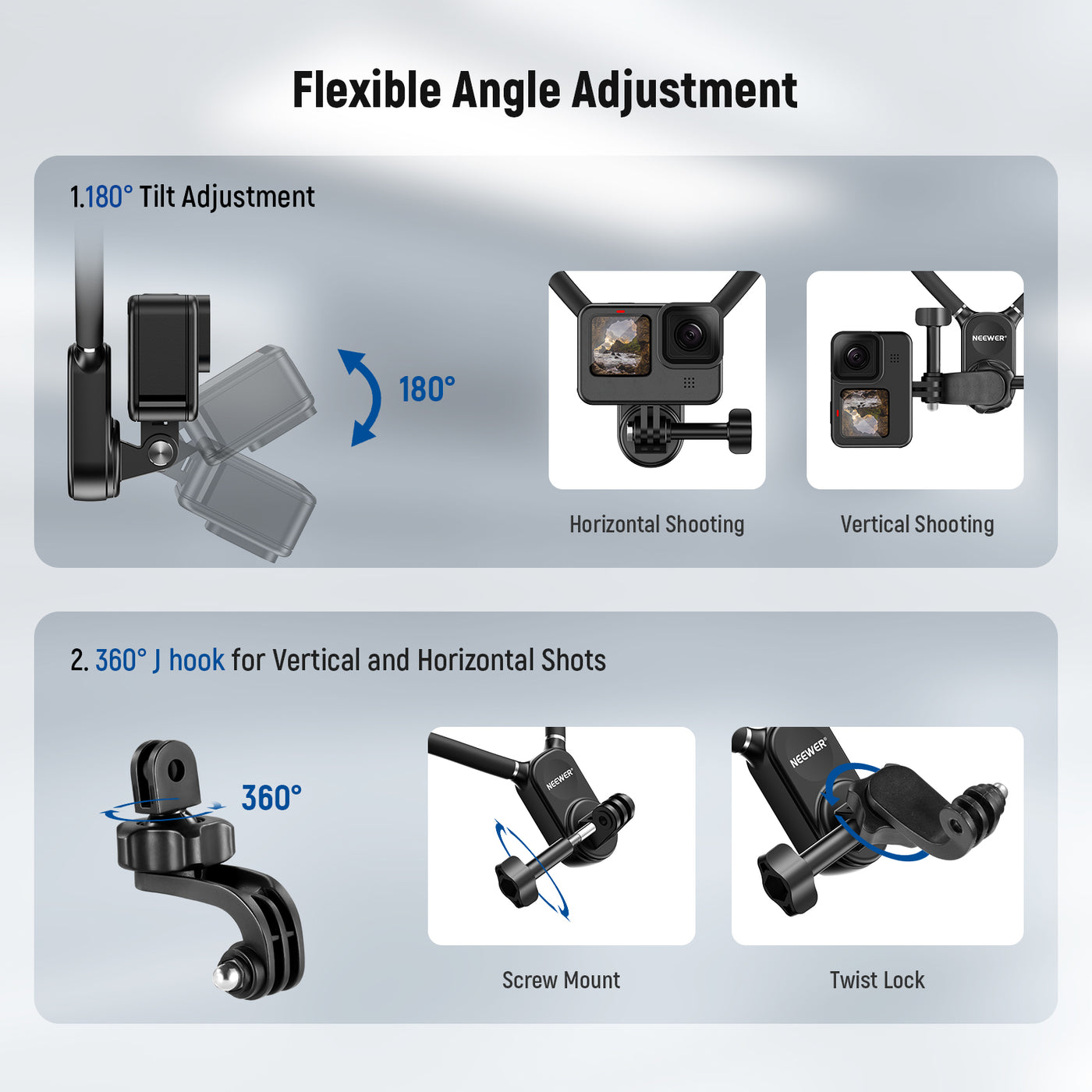 NEEWER GP15 Magnetic Quick Release Flexible POV Action Neck Mount - NEEWER