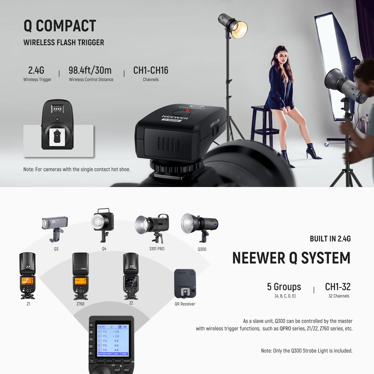 NEEWER Q300 Outdoor Strobe Light | Photography Flash