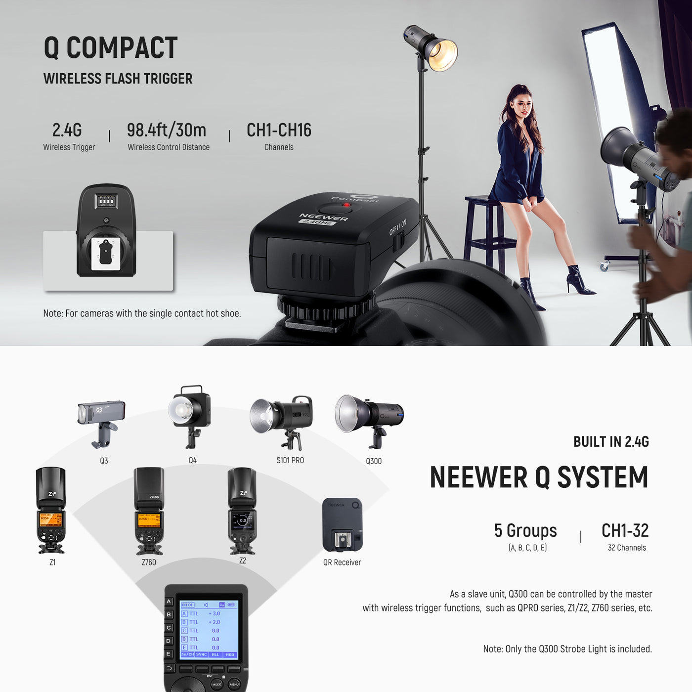 NEEWER Q300 Outdoor Strobe Light | Photography Flash