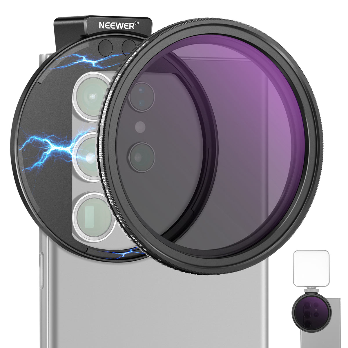 NEEWER Clip On 67mm ND2-ND32 HD Variable Phone Lens Filter Kit - NEEWER
