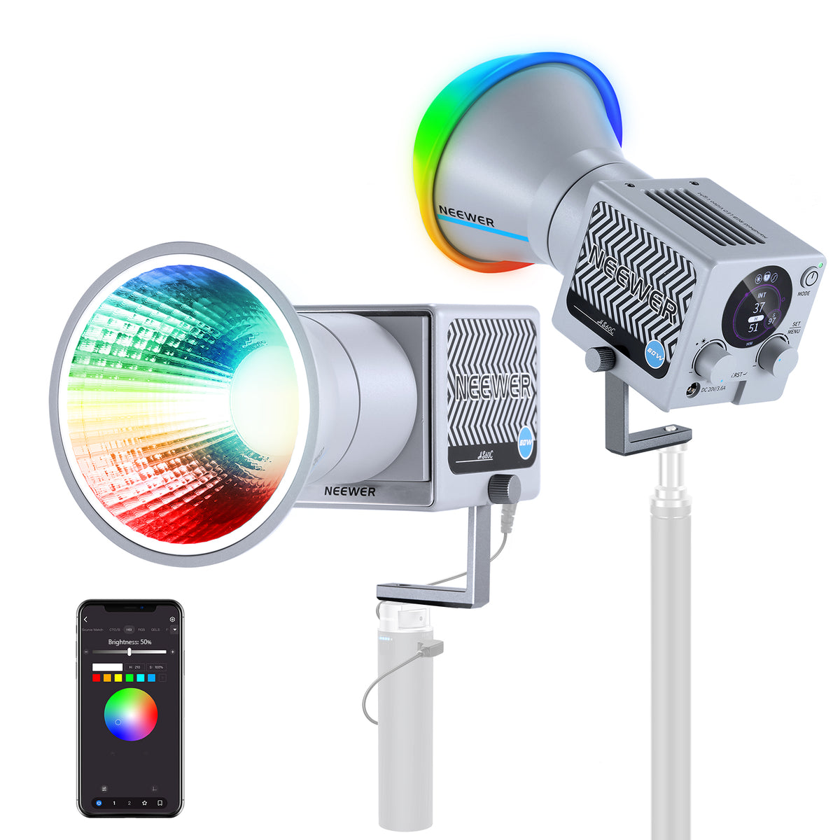 NEEWER HS60C Portable LED Video Light | Mini RGB Light