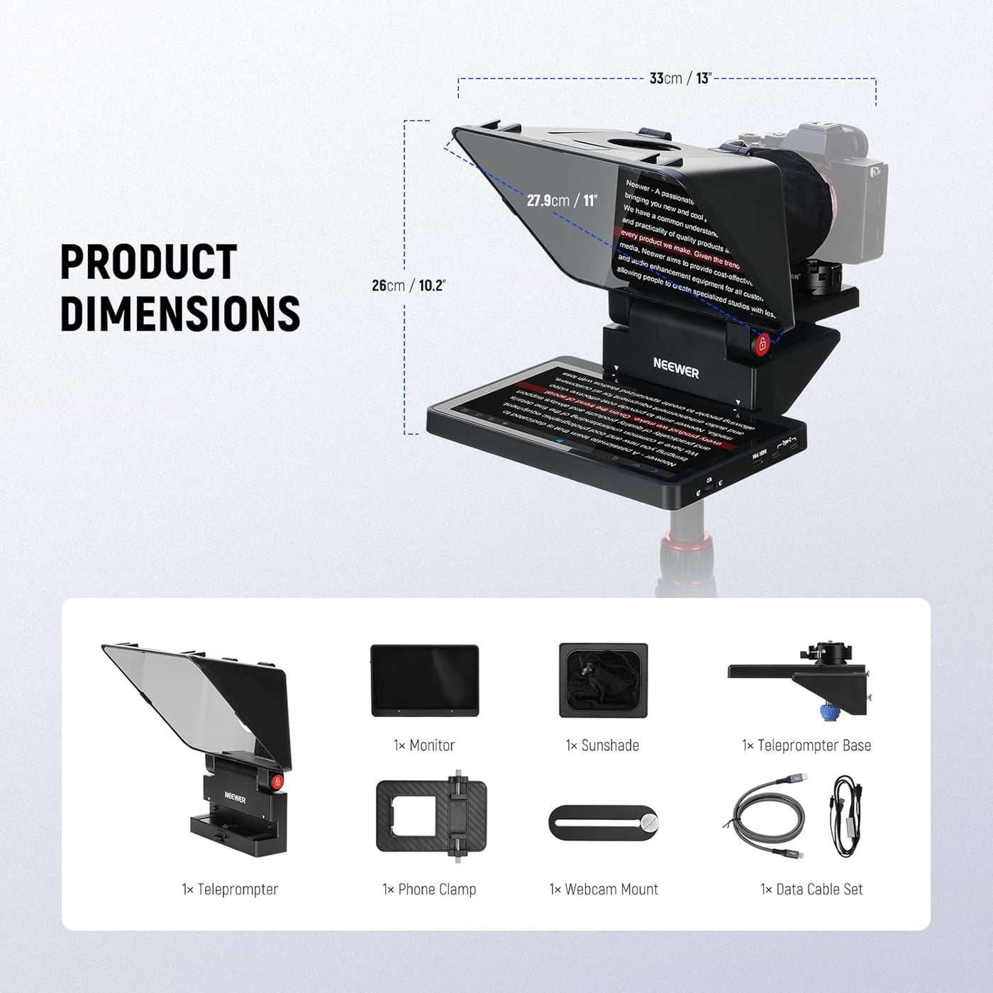 NEEWER X11 2-In-1 11" Pro Teleprompter with Monitor