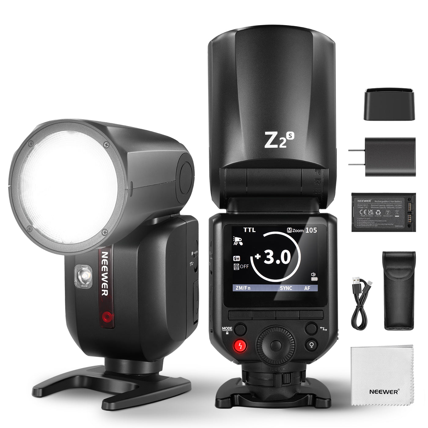NEEWER Z2 Camera Flash Speedlite with Round Fresnel Head