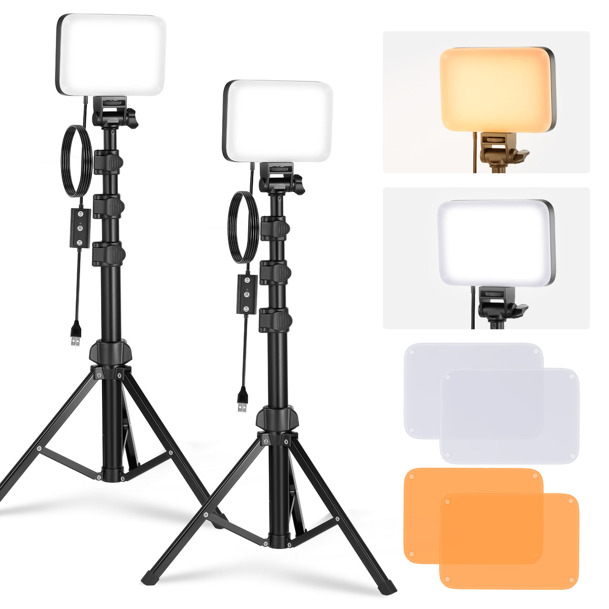 NEEWER BP66 Basic 2 Pack Bi Color Video Light Panel Lighting Kit - NEEWER