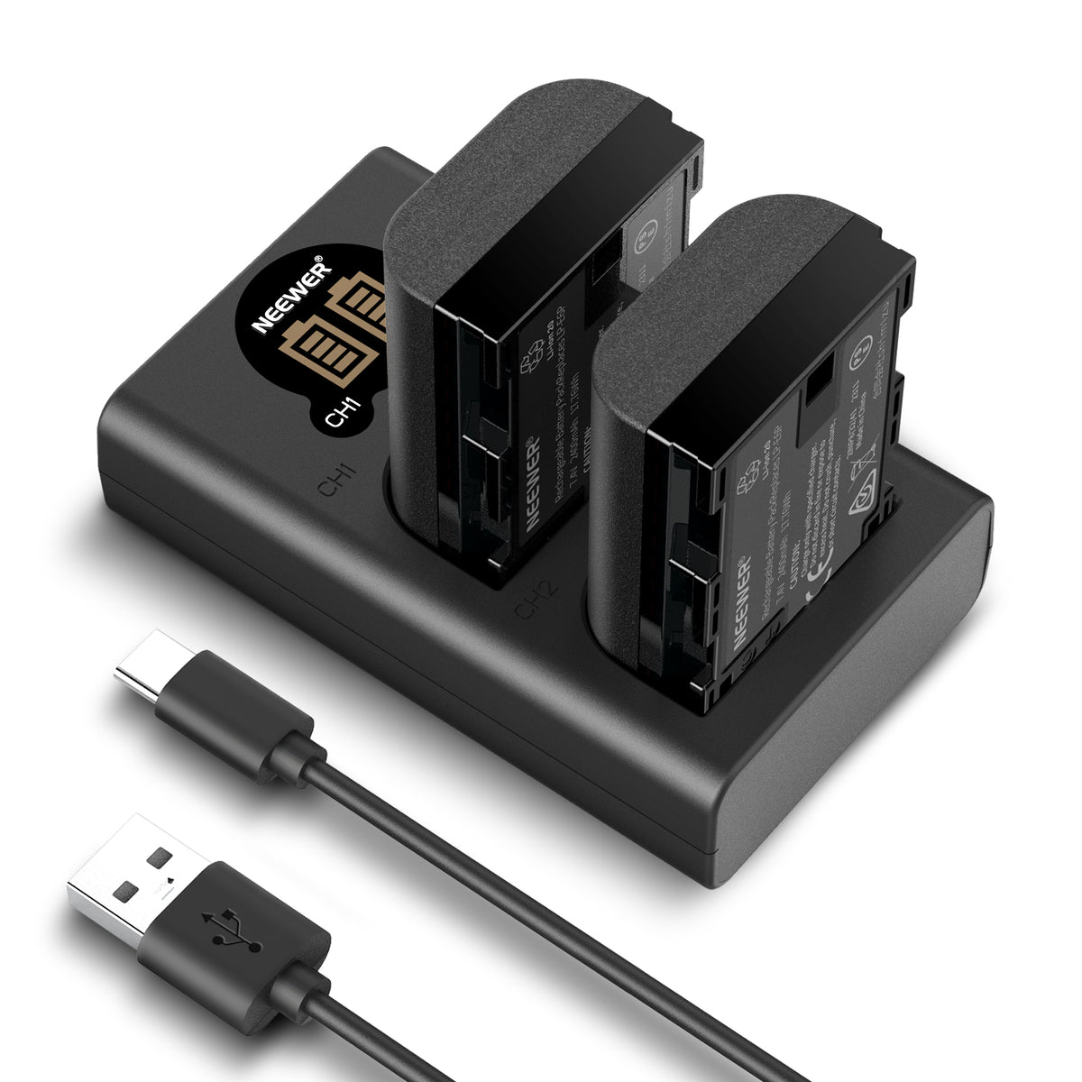 NEEWER 2 Pack LP-E6P Replacement Battery & Charging Set For Canon EOS