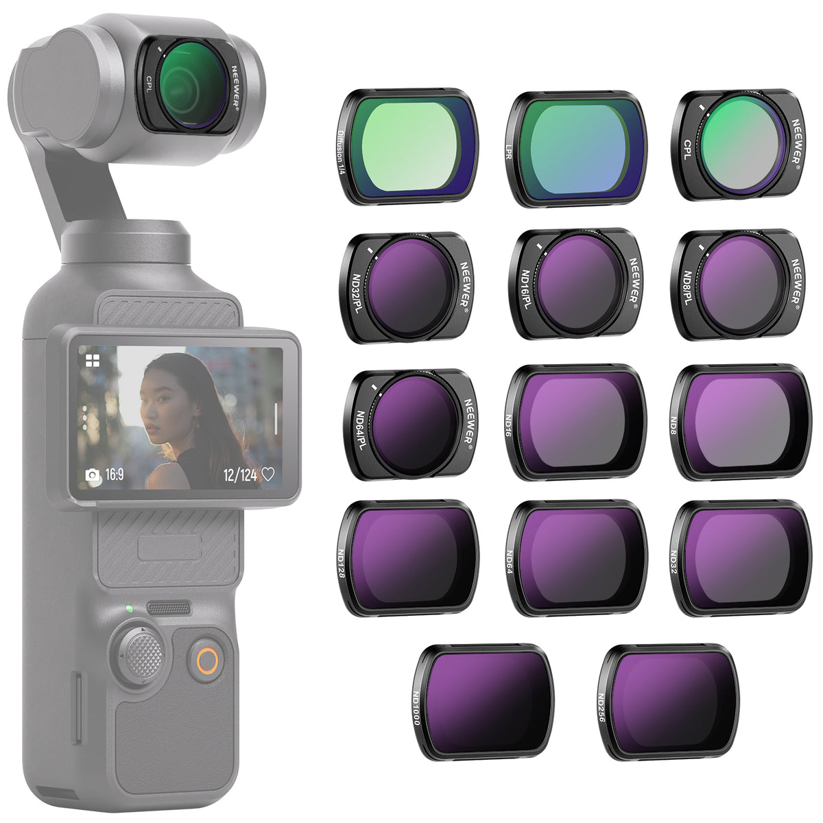 NEEWER FL-P10 Magnetic Camera Filter Set for Pocket 3 / Pocket 4 & Xtra ...
