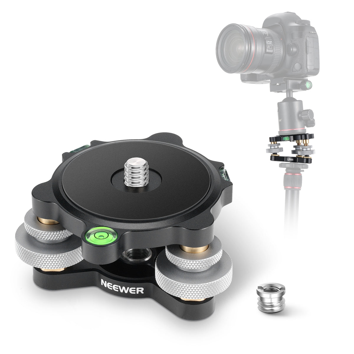 NEEWER LP65 Camera Tripod Leveling Base with Bubble Level