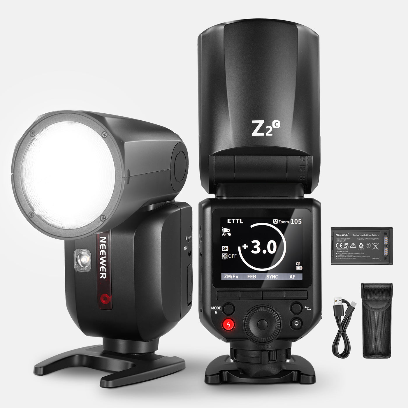 NEEWER Z2 3000mAh Battery TTL Round Head Flash Speedlite