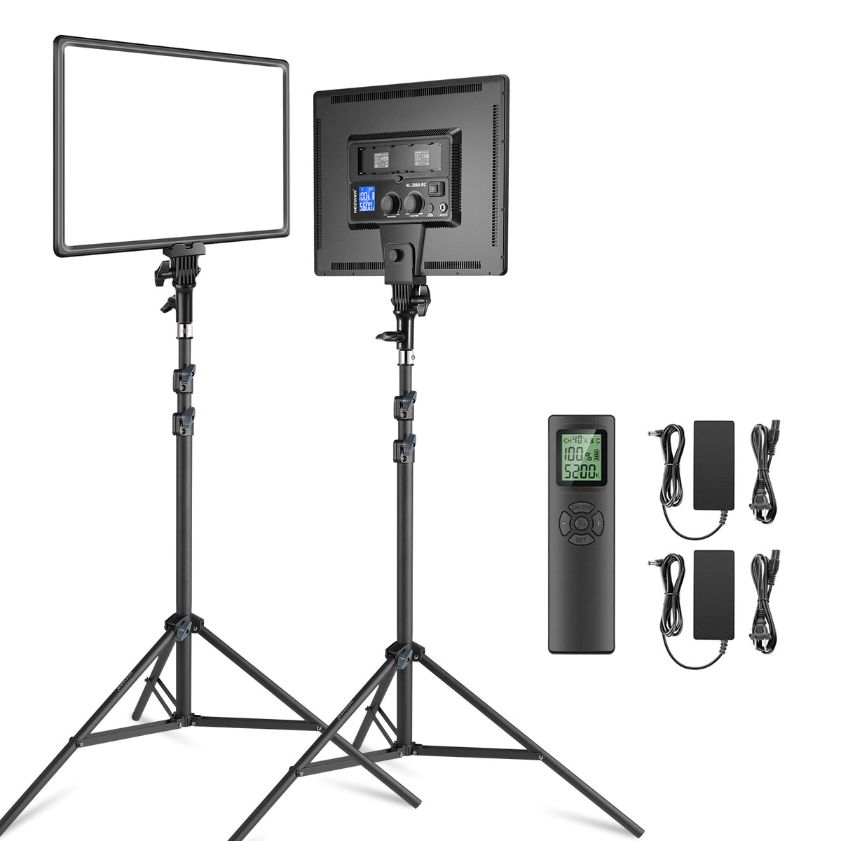 NEEWER NL-288ARC 2 Pack LED Panel Light with Stand Kit