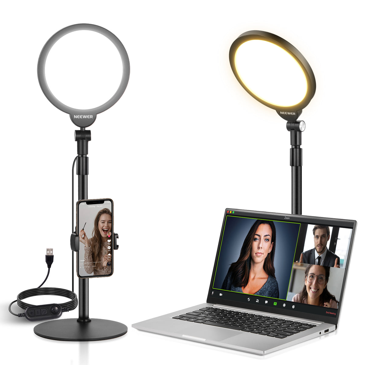 NEEWER R06 Phone Selfie Light Kit | Small Desk Ring Light