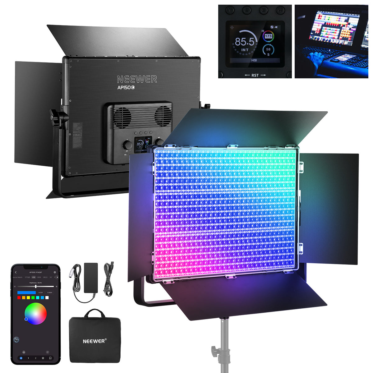 NEEWER AP150C 150W RGB LED Panel Video Light Kit - NEEWER