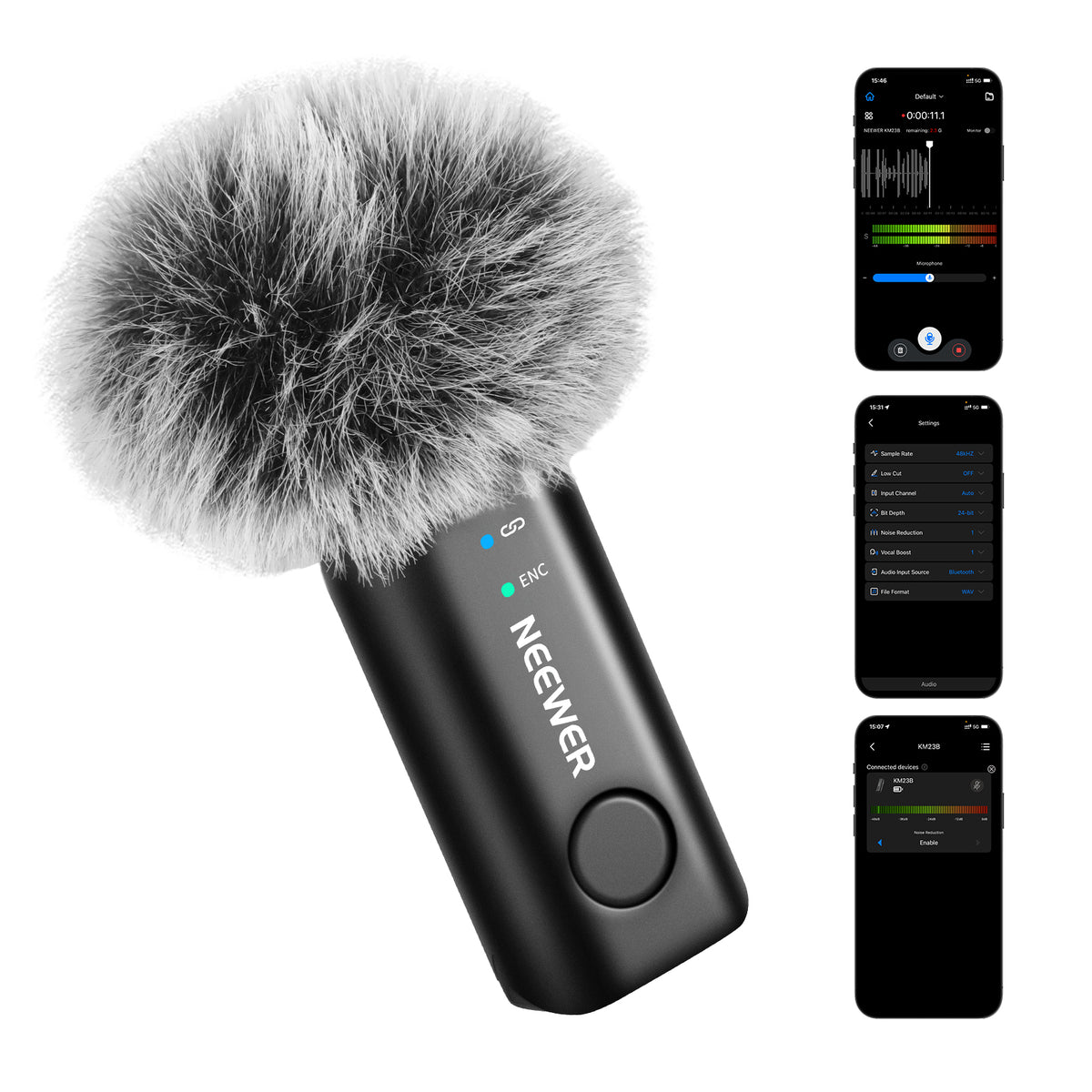 NEEWER KM23B Wireless Mic Transmitter with App Control