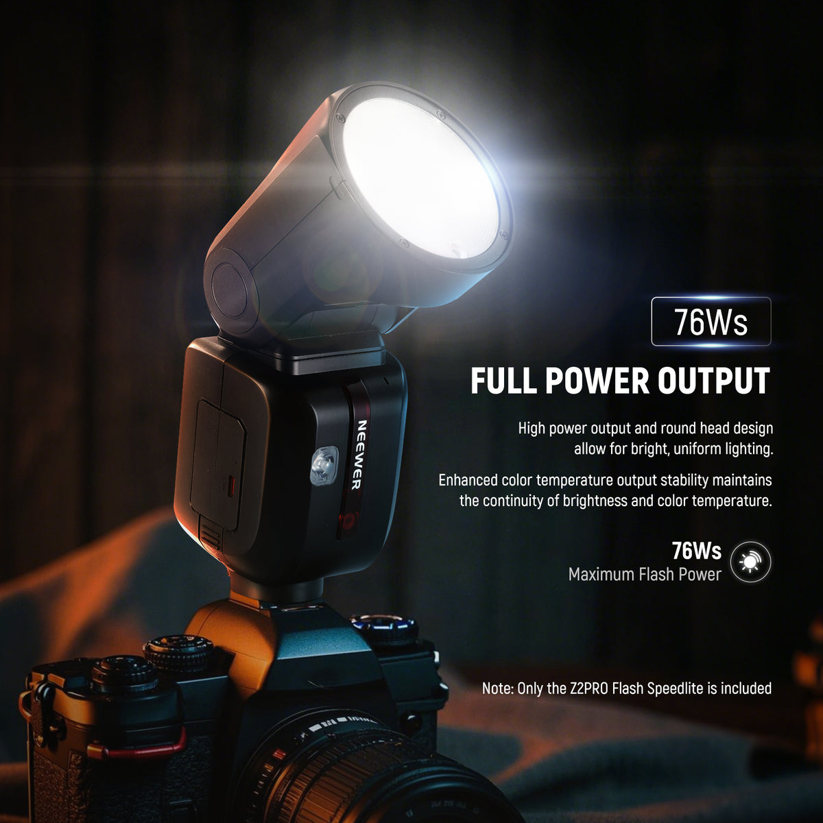 NEEWER Z2PRO 76Ws TTL Round Head Speedlite Flash