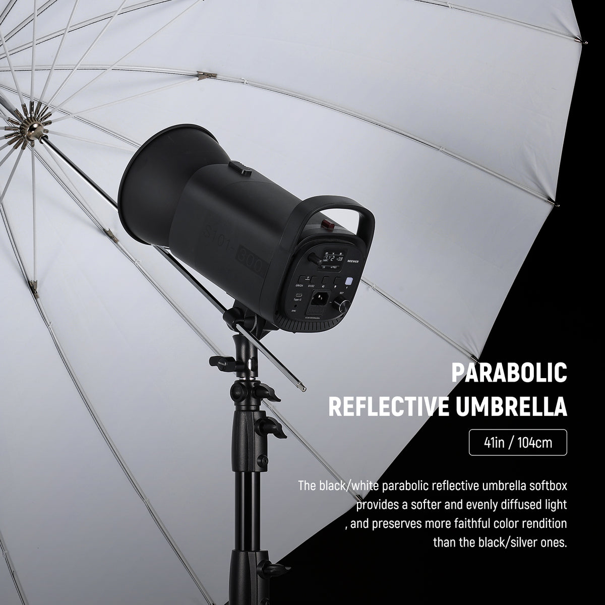 NEEWER NS1U Parabolic Photography Umbrella with Diffuser