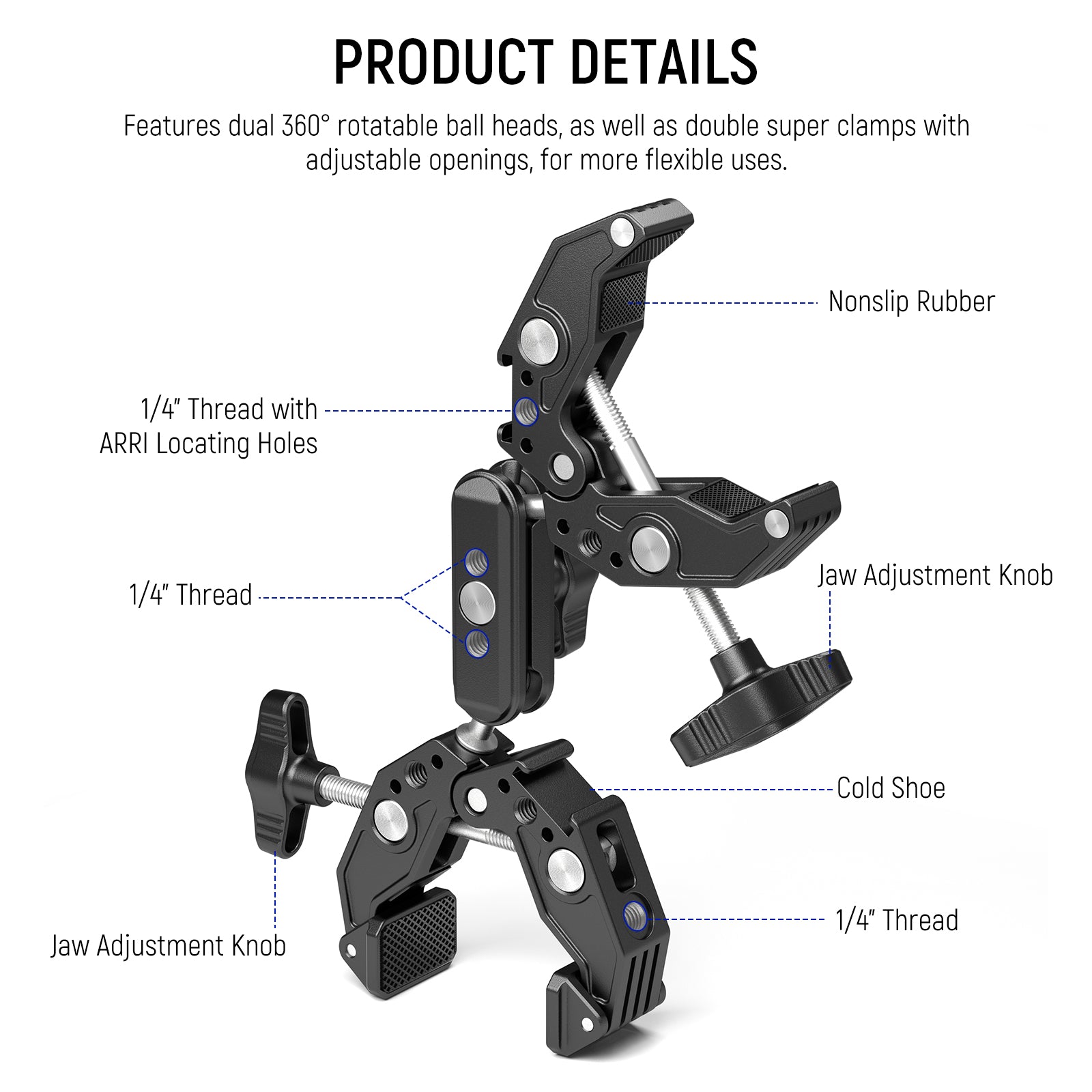 NEEWER UA036 Double Super Clamp Camera Mount - NEEWER
