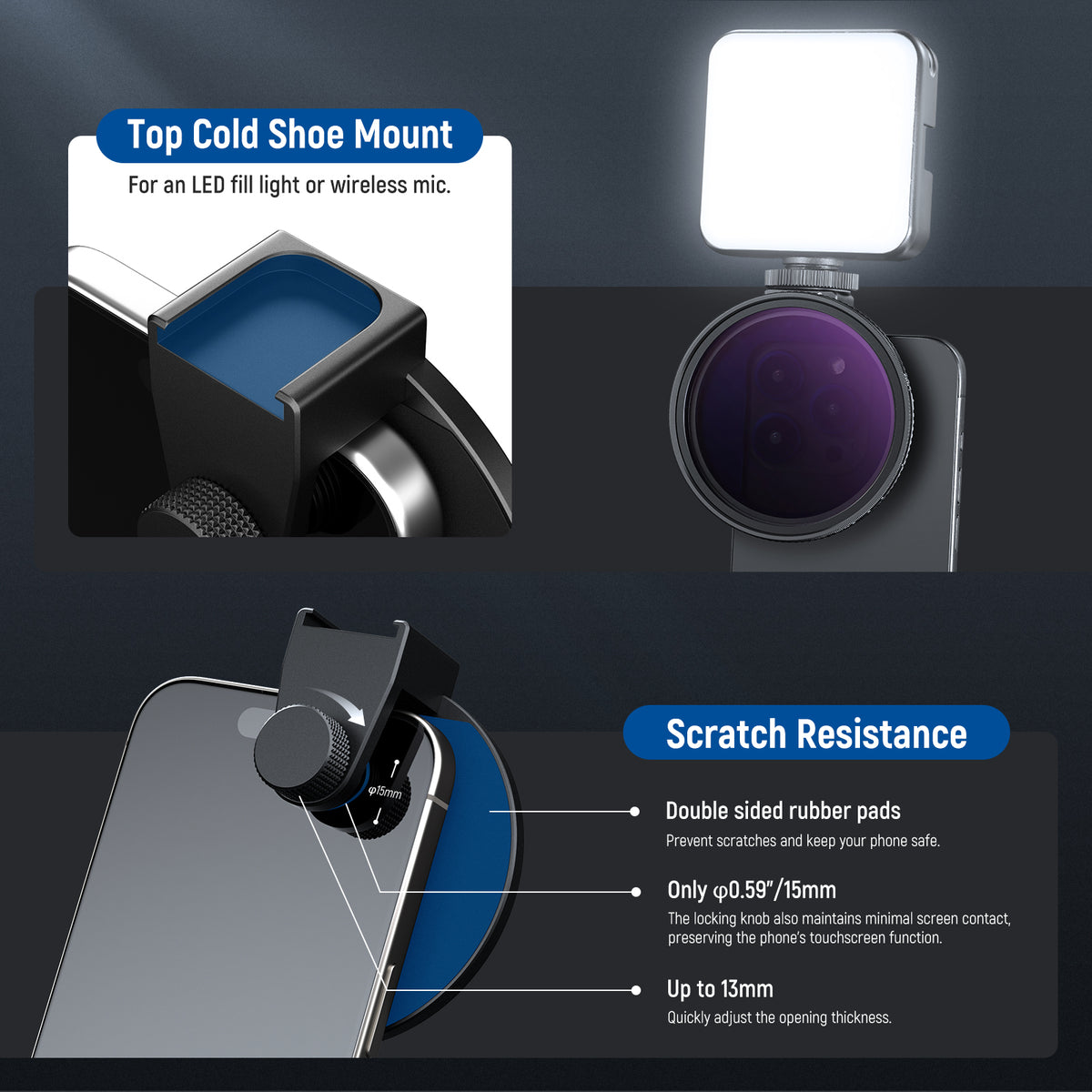 NEEWER 67mm Clip On Variable Filter Kit for Phone Lens