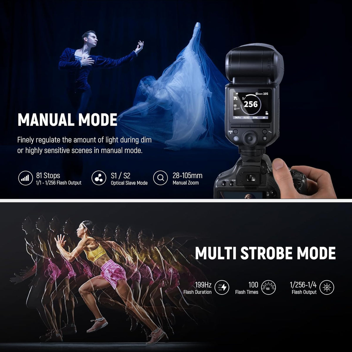 NEEWER Z2 3000mAh Battery TTL Round Head Flash Speedlite