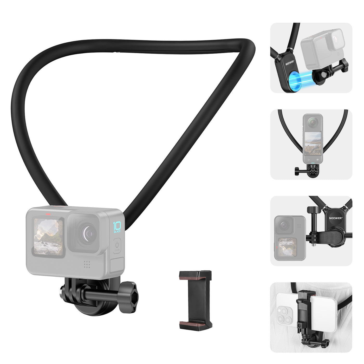 NEEWER GP15 Magnetic Quick Release Flexible POV Action Neck Mount - NEEWER