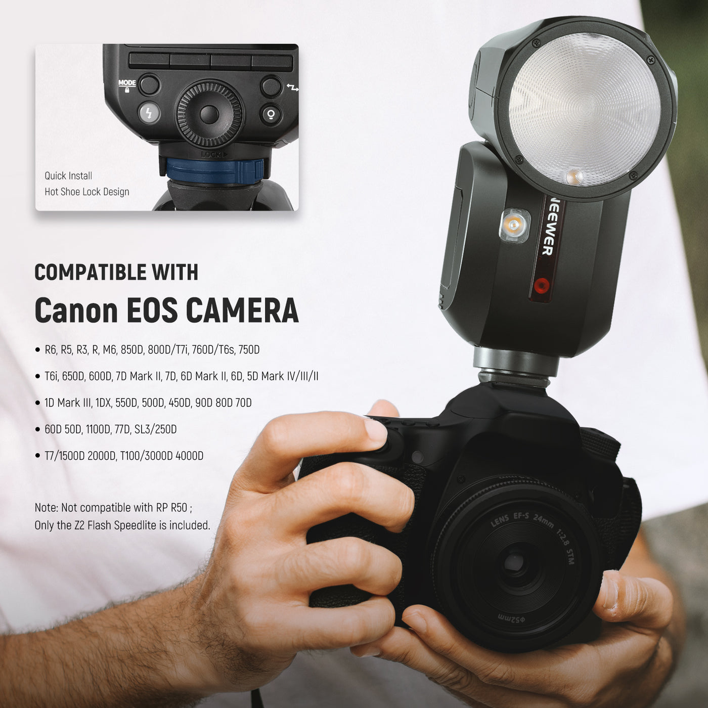 NEEWER Z2 3000mAh Battery TTL Round Head Flash Speedlite