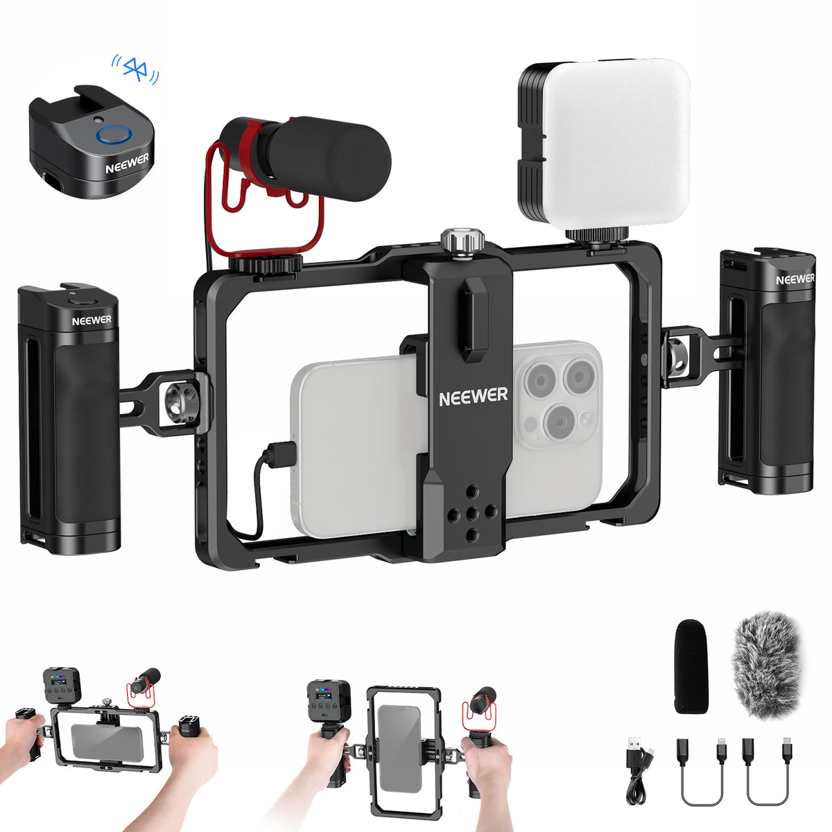 NEEWER PA009E Universal Phone Cage Video Rig Light Kit