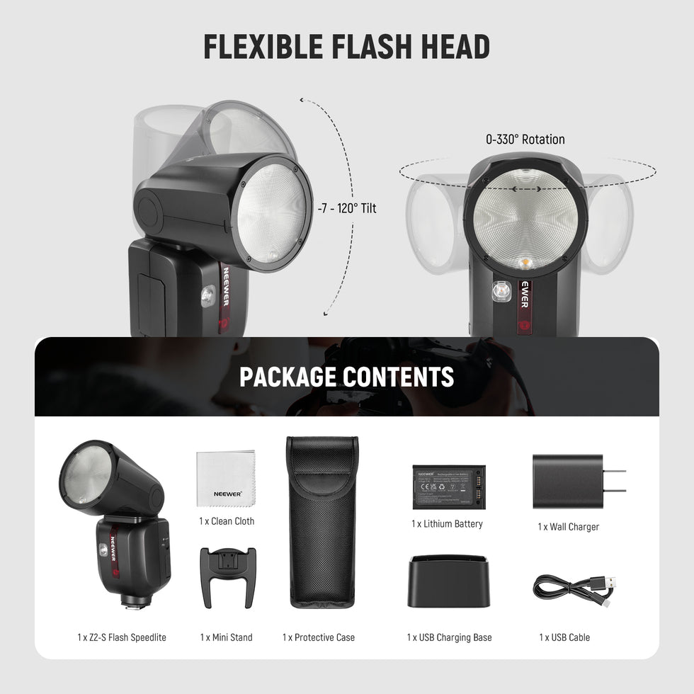NEEWER Z2 Camera Flash Speedlite with Round Fresnel Head