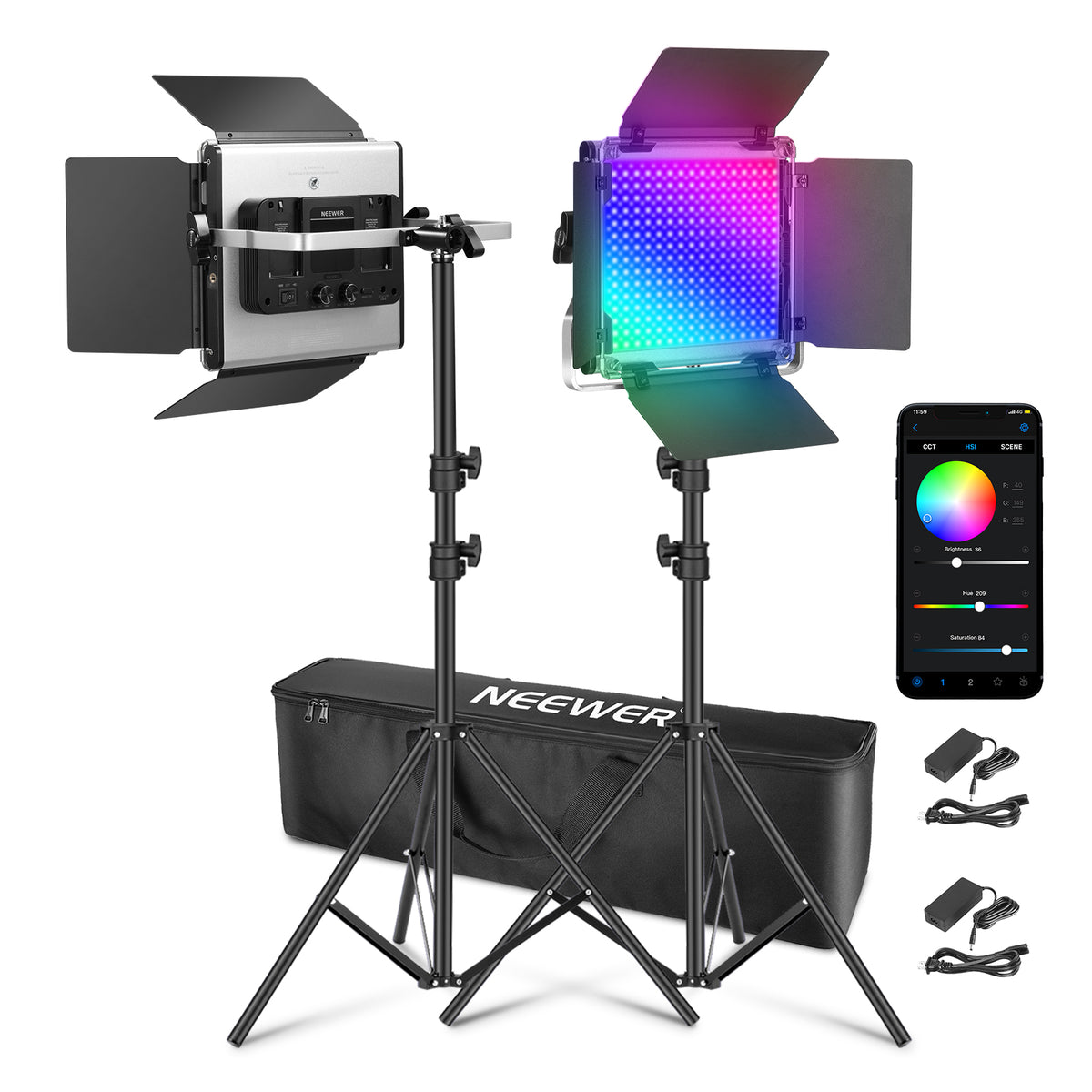 NEEWER Upgraded 660 PRO II 2 Pack RGB LED Video Light - NEEWER