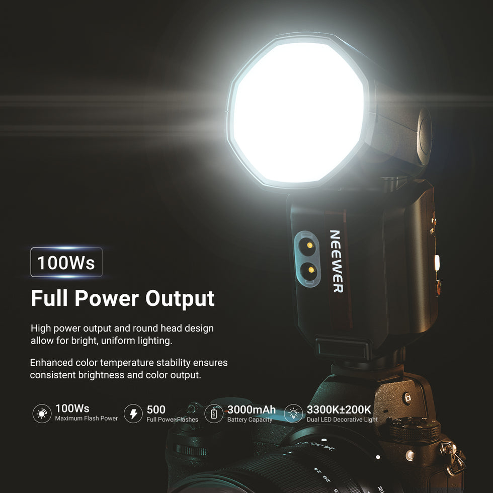 NEEWER Z3 100Ws 2.4G TTL Round Head Flash Speedlite