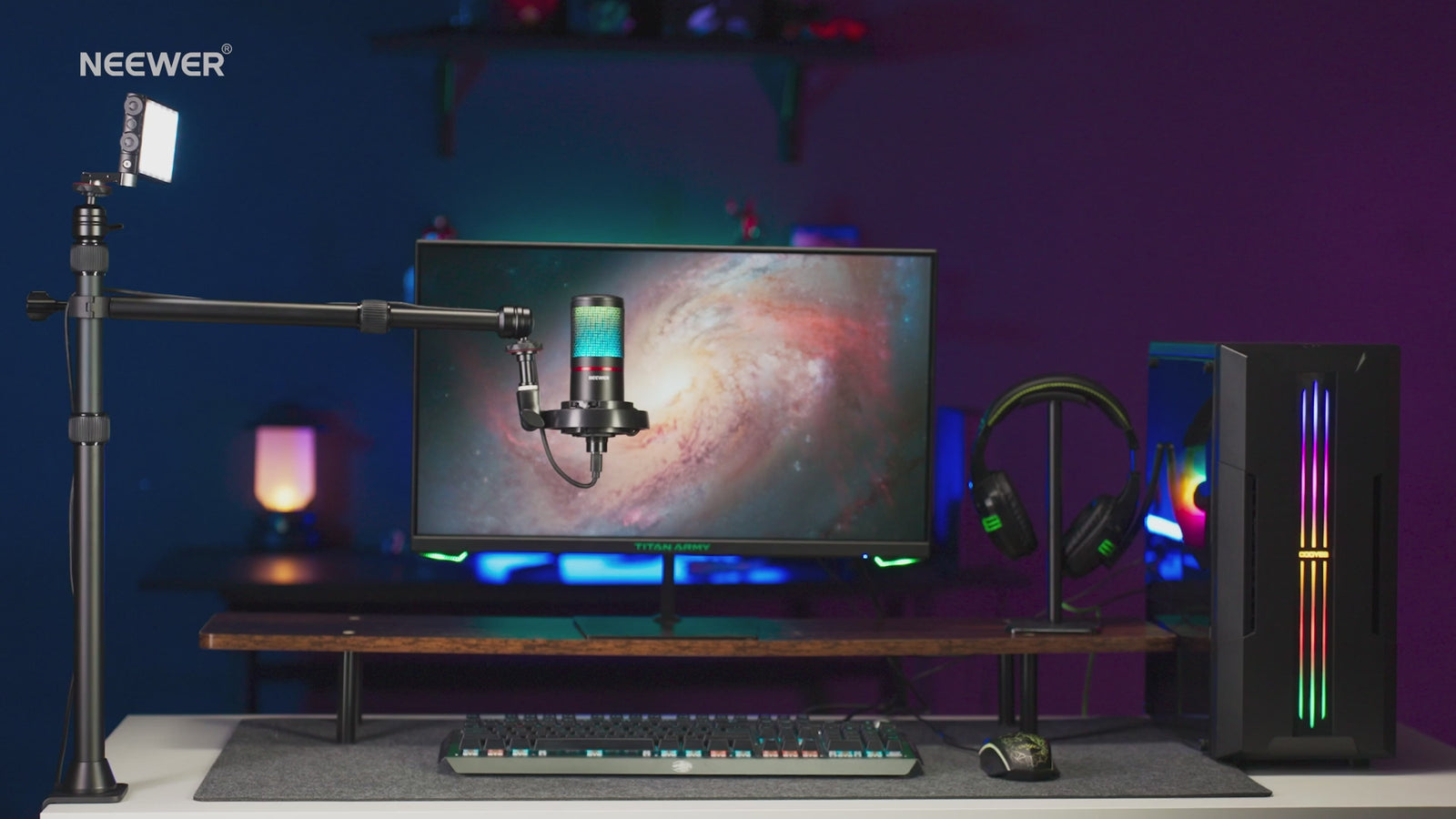 NEEWER TL253A+DS001 Desk Mount Stand | Overhead Camera Rig