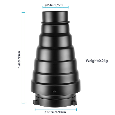 NEEWER Aluminium Alloy Conical Snoot Kit with Honeycomb Grid - NEEWER
