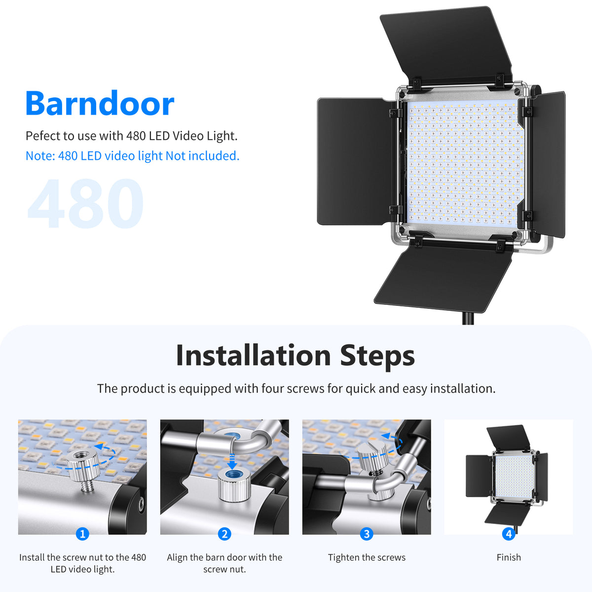 NEEWER Professional LED Video Light Barn Door for NEEWER 480 LED Light