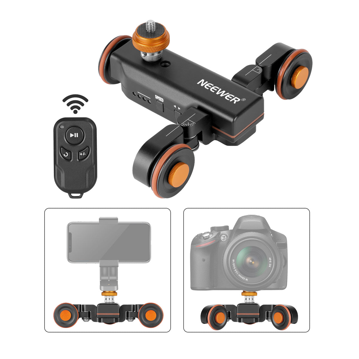 NEEWER 3-Wheels 3-Speed Wireless Video Camera Dolly - NEEWER