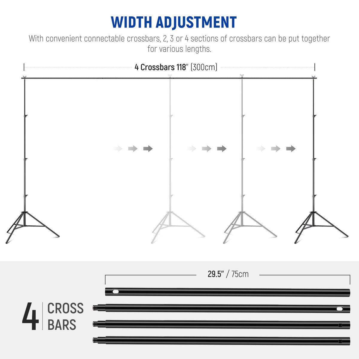 NEEWER 8.5x10ft Adjustable Backdrop Stand Kit - NEEWER