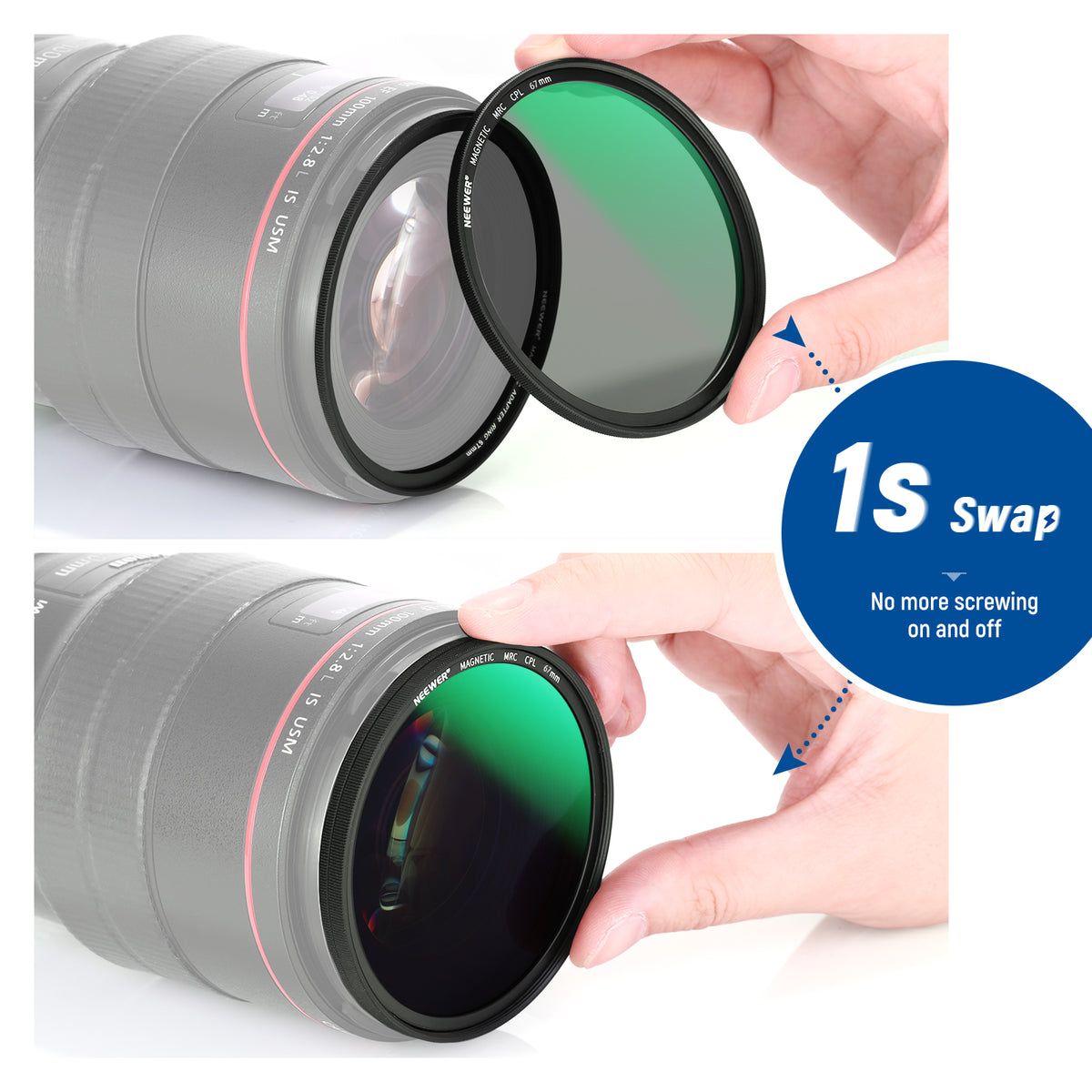 NEEWER 3-in-1 ND1000 Magnetic ND Lens Filter Kit