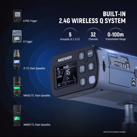 NEEWER Q3 200W 2.4G TTL Flash Strobe Monolight - NEEWER