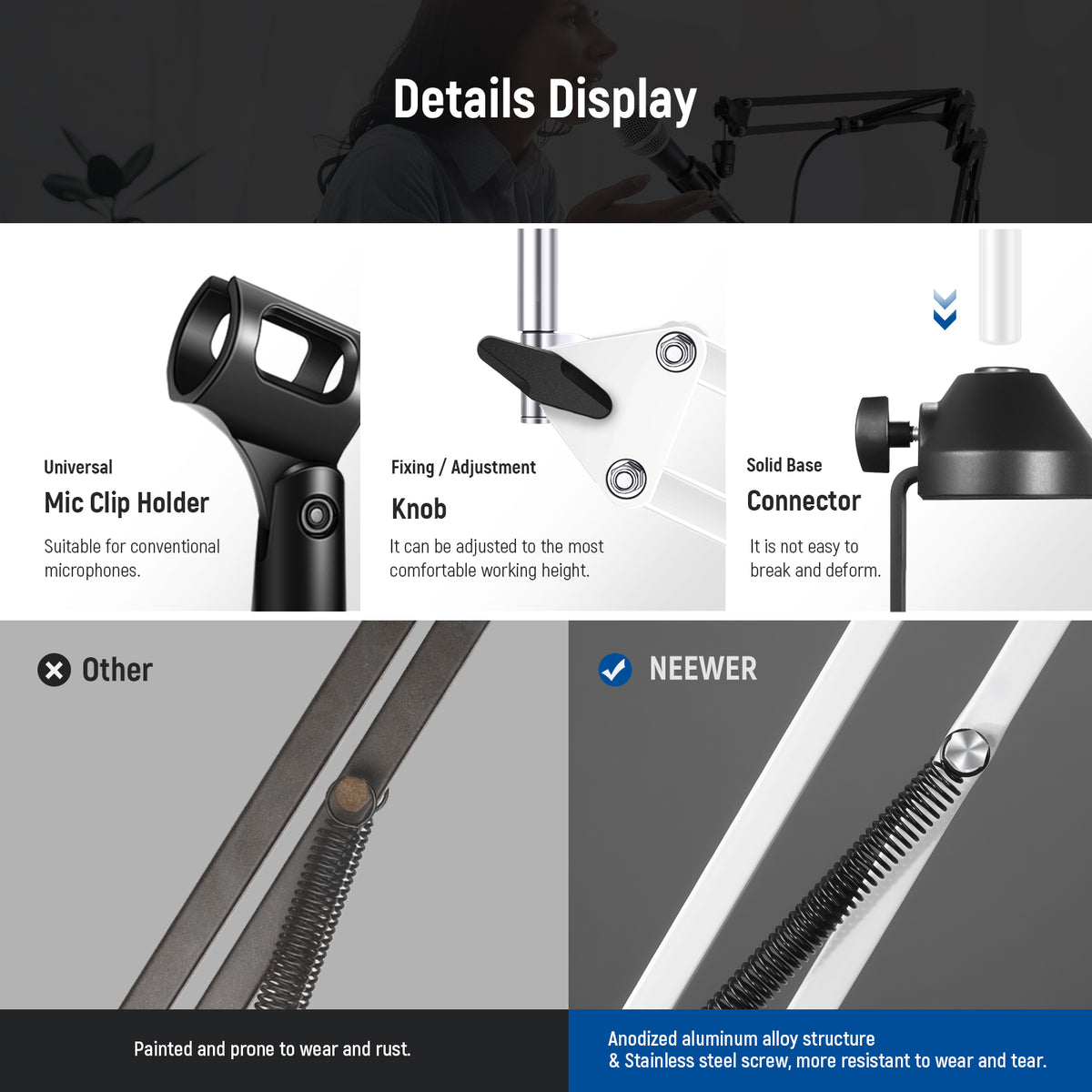 NEEWER Boom Suspension Scissor Microphone Stand - NEEWER