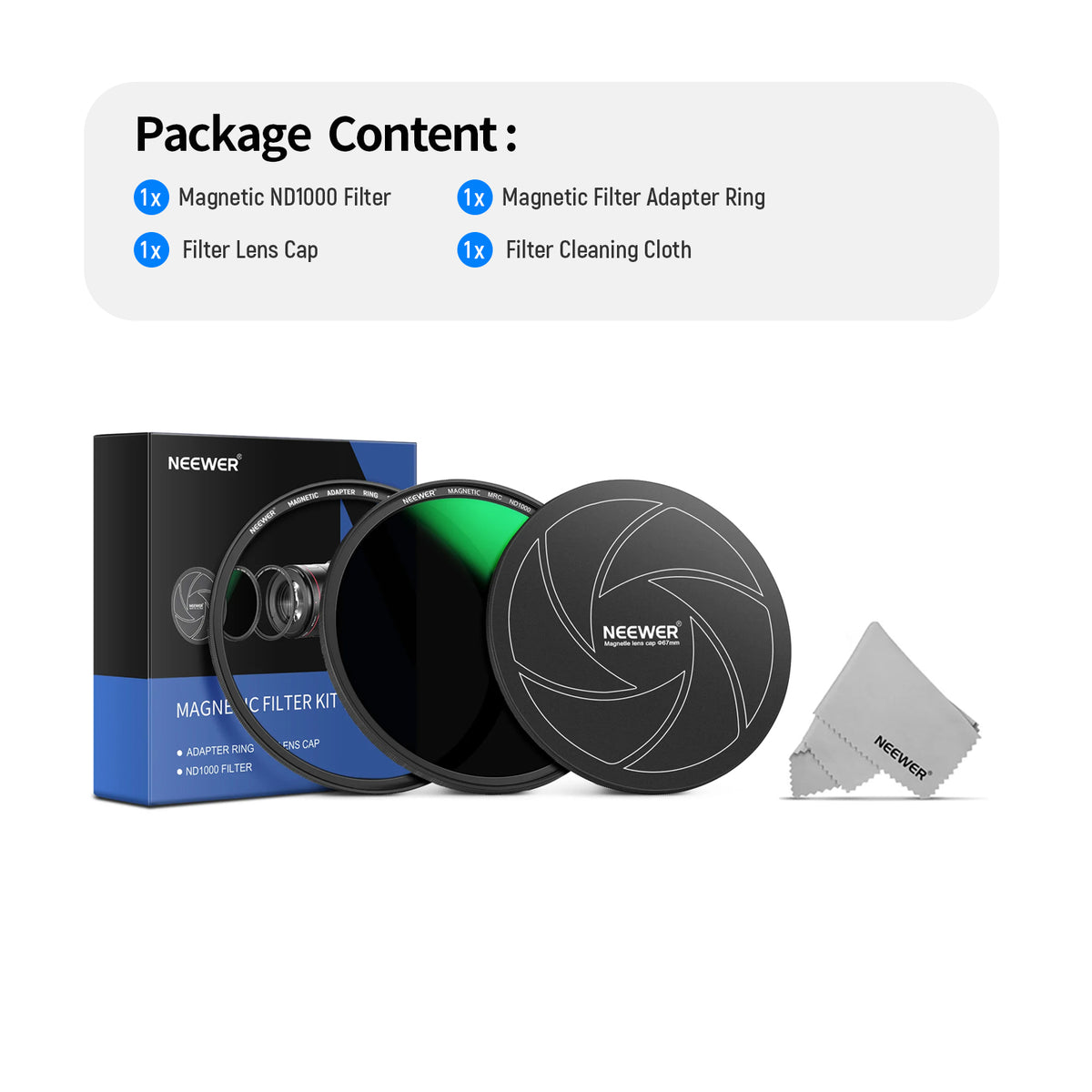 NEEWER 3-in-1 ND1000 Magnetic ND Lens Filter Kit