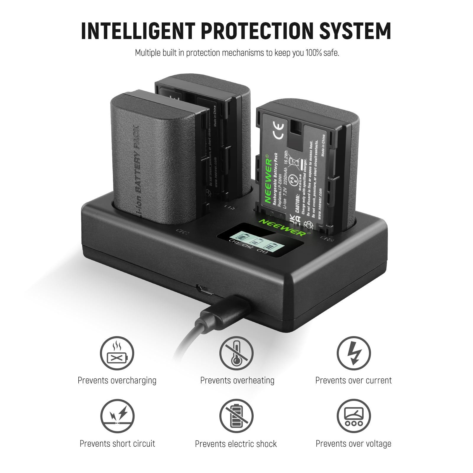 NEEWER LP-E6NH Replacement Battery Charger Set - NEEWER